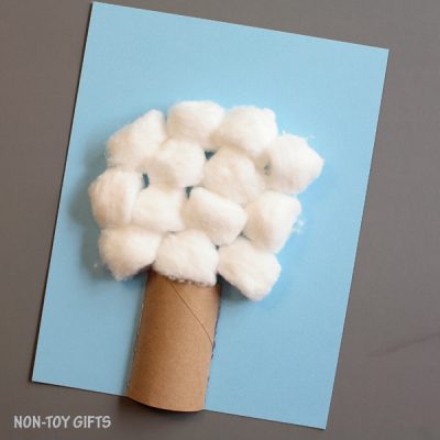 Four Season Tree Craft For Kids To Make With Paper Rolls & Cotton Balls