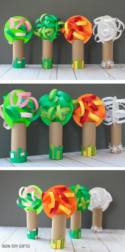 4 Season Tree Craft Made With Recycled Paper Rolls And Paper Strips