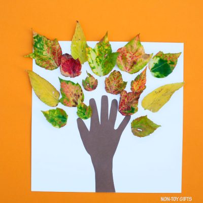 Real Leaves & Handprint Fall Tree Craft - Kids Crafts For Fall