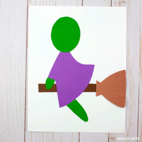 Flying Witch Craft For Kids - Halloween Craft With Template