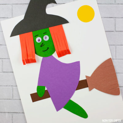 Flying Witch Craft For Kids - Halloween Craft With Template