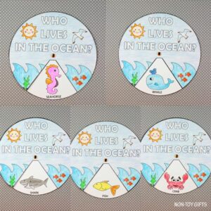 Who Lives In The Ocean? Spinner Craft For Kids - Non-Toy Gifts