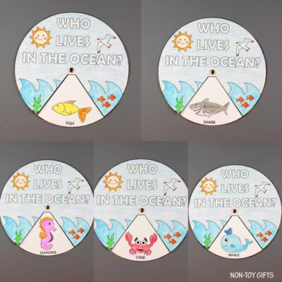 Who Lives In The Ocean? Spinner Craft For Kids - Non-Toy Gifts
