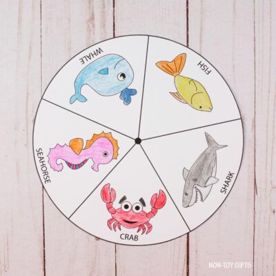 Who Lives In The Ocean? Spinner Craft For Kids - Non-Toy Gifts