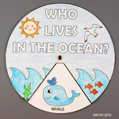 Who Lives In The Ocean? Spinner Craft For Kids - Non-Toy Gifts