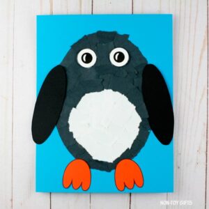 Torn Paper Penguin Craft [Printable Template] - Non-Toy Gifts