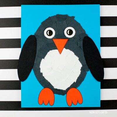 Torn Paper Penguin Craft [Printable Template] - Non-Toy Gifts