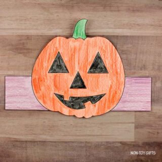Halloween Pumpkin Paper Hats - Coloring Kid Craft - Non-Toy Gifts