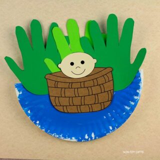Baby Moses Handprint Craft with Template - Non-Toy Gifts