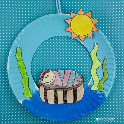 Baby Moses Paper Plate Craft with Template - Non-Toy Gifts