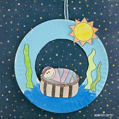 Baby Moses Paper Plate Craft with Template - Non-Toy Gifts