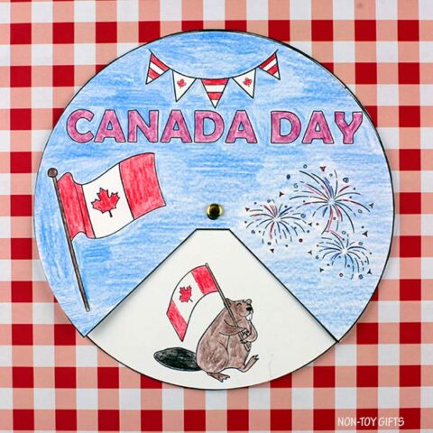 Canada Day Spinner Craft with TEMPLATE - Non-Toy Gifts