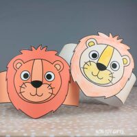 Lion Paper Hat Printable - DIY Animal Party Hat For Kids - Non-Toy Gifts