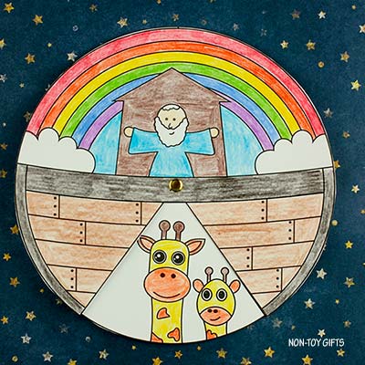 Noah's Ark Animals Spinner Craft PRINTABLE for Kids- Non-Toy Gifts