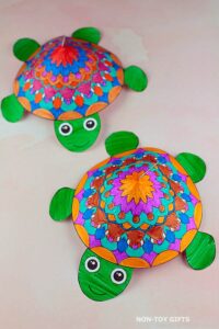 Mandala Turtle 3D Craft with FREE Printable - Non-Toy Gifts