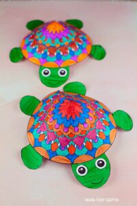 Mandala Turtle 3D Craft with FREE Printable - Non-Toy Gifts