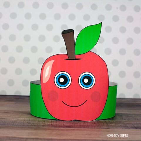 Apple Paper Hat for Kids With PRINTABLE - Non-Toy Gifts