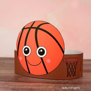 Basketball Paper Hat Craft PRINTABLE For Kids - Non-Toy Gifts