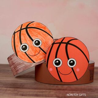 Basketball Paper Hat Craft PRINTABLE For Kids - Non-Toy Gifts
