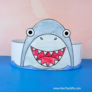Shark Paper Hat Craft PRINTABLE For Kids - Non-Toy Gifts