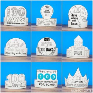 9 Catholic 100 Days of School Paper Hats - Craft Printable - Non-Toy Gifts
