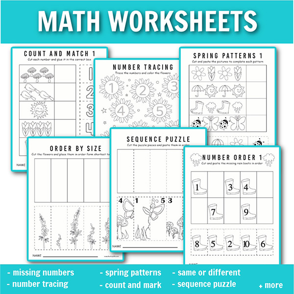 Spring Worksheets For Preschool - 53-Page Printable Packet - Non-Toy Gifts