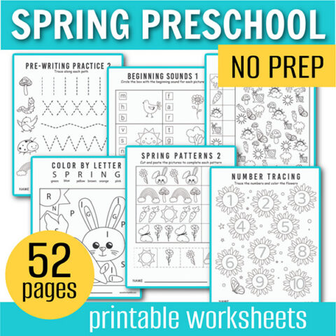 Spring Worksheets For Preschool - 53-Page Printable Packet - Non-Toy Gifts
