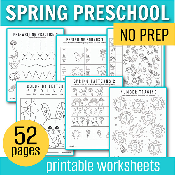 Spring Worksheets For Preschool - 53-Page Printable Packet - Non-Toy Gifts