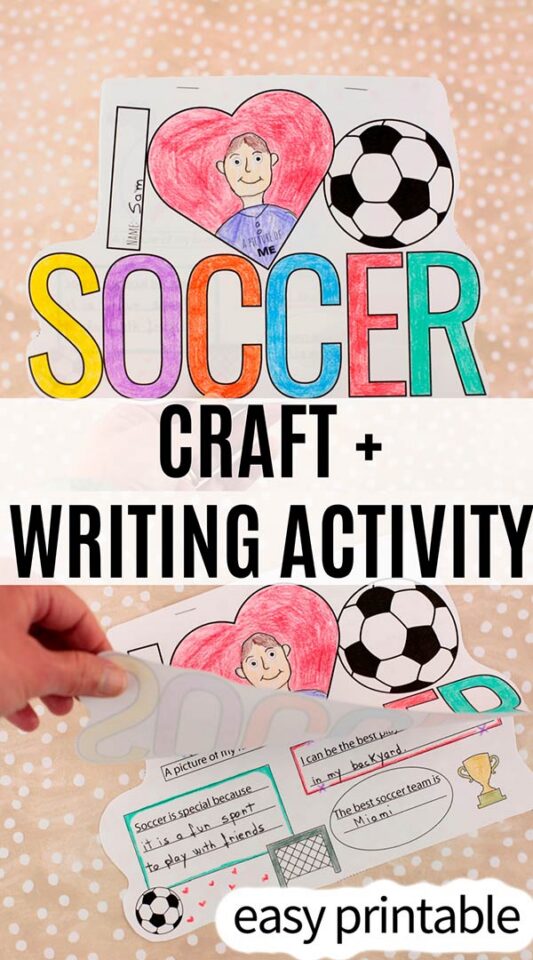 Soccer Craft And Writing Activity For Kids - PRINTABLE - Non-Toy Gifts