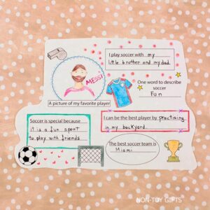 Soccer Craft And Writing Activity For Kids - PRINTABLE - Non-Toy Gifts